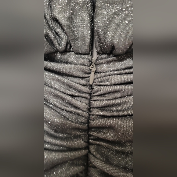 House of CB | Dresses | House Of Cb Irena Silver Sparkle Draped Mini ...